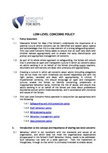 Low Level Concerns Policy 2022-23 - Newcastle School for Boys